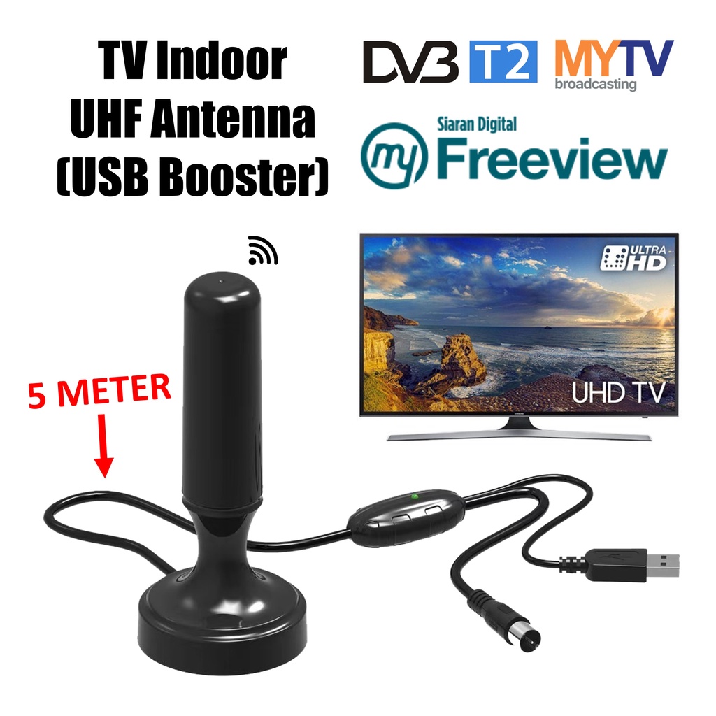 INDOOR DIGITAL TV ANTENNA Aerial BOOSTER Magnetic Uhf Vhf HDTV DTTV for ...