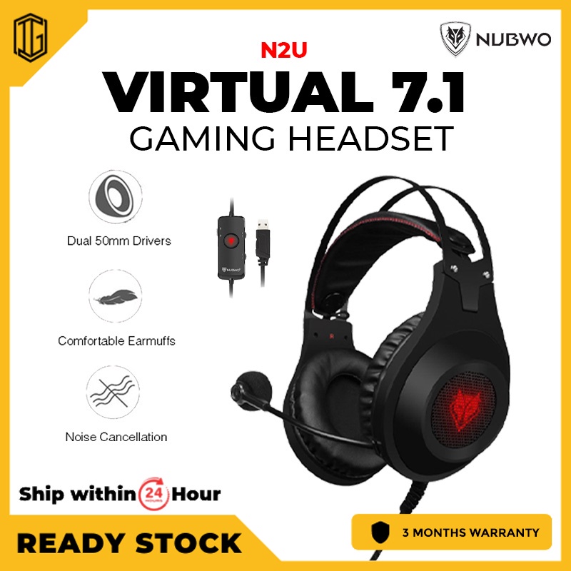 NUBWO N2U Virtual 7.1 Gaming Wired Headset Dual 50mm Drivers ...
