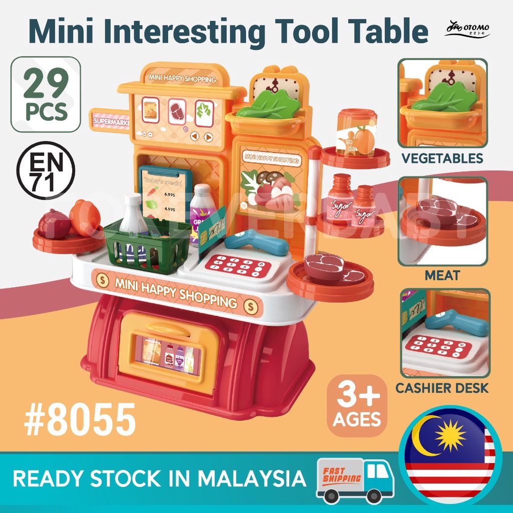 Supermarket Mainan Cashier Supermarket Pretend Play Cash Register Toy ...