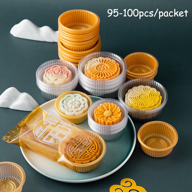 2025 New Transparent Round Moon Cake Tray Cake Snowflake Crisp Baking ...