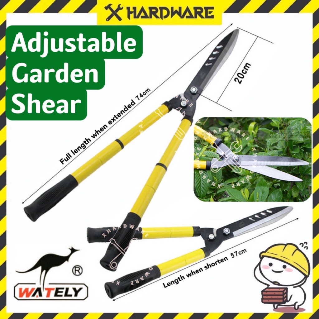 WATELY heavy duty adjustable handle garden hedge/Hedge Pruning Shear ...