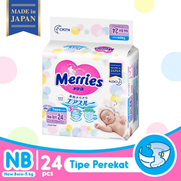 Merries Premium Tape NB Newborn 24 Made in Japan - Newborn Adhesive ...