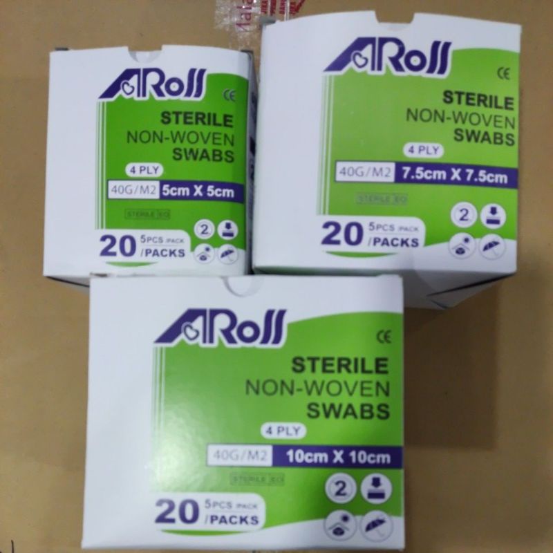 Aros / Primes Sterile 4 Ply Non-Woven Swabs (20 Packs per Box) | Shopee ...