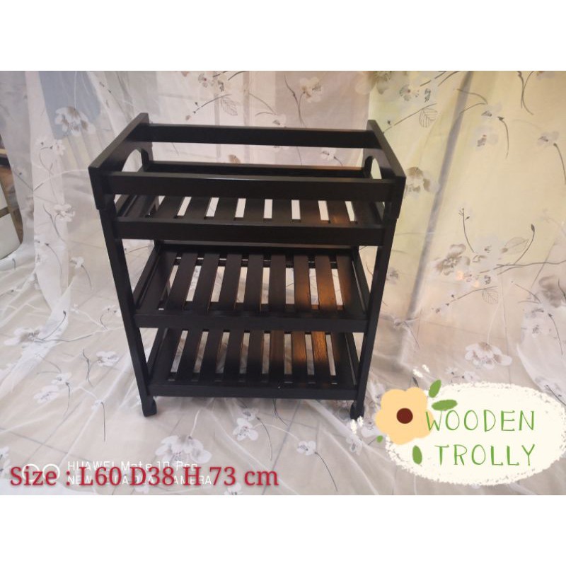 Wooden troly/Troly kayu | Shopee Malaysia