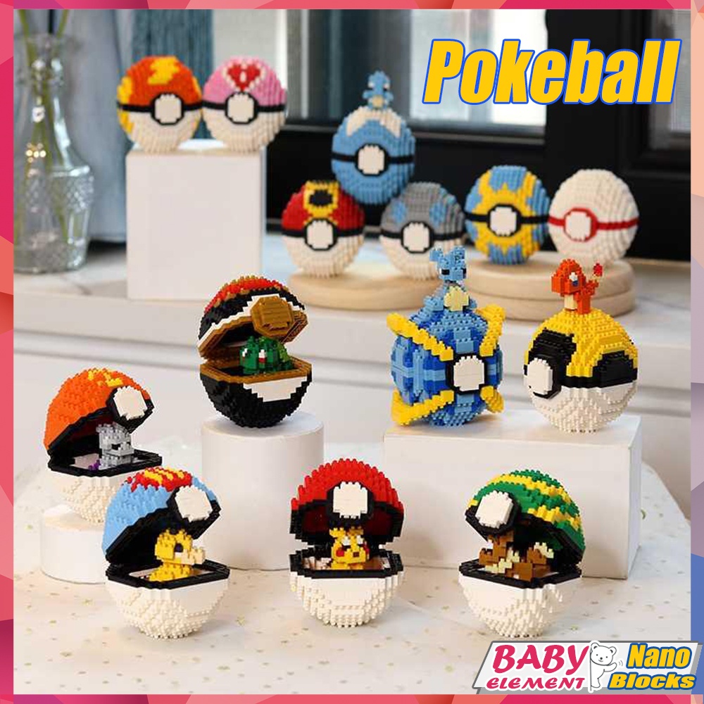 Nano Blocks Pocket Monster Bikachu Pokeball Building Blocks Pokemon ...