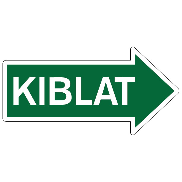 KIBLAT SIGN STICKER WITH ARROW DIRECTION 105X210MM (WE ACCEPT CUSTOM ...