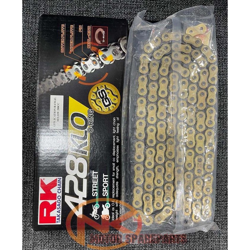 RK Gold O-Ring Chain/ Rantai O-Ring Gold GS428KLO X 122L, 132L | Shopee ...