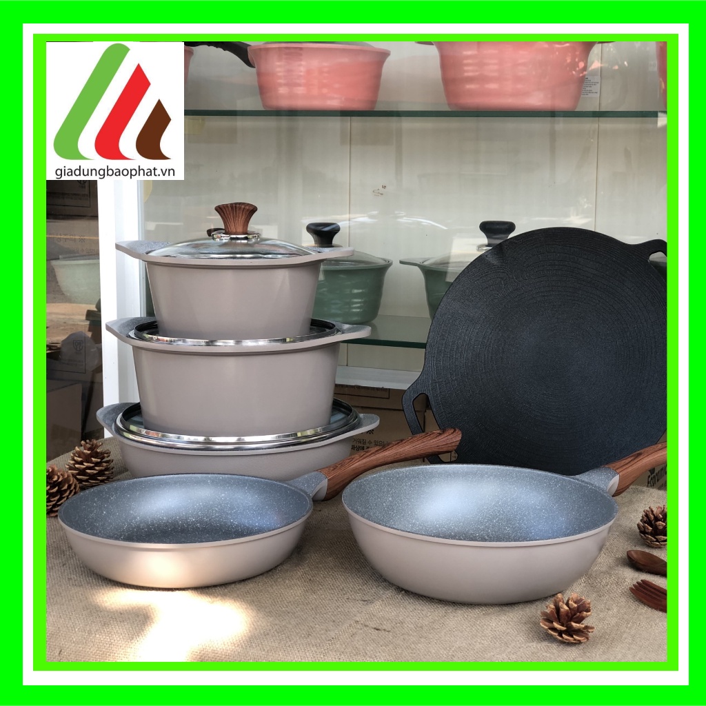 Genuine high-quality ecoramic stone-bottomed pot and pan set 5 Piece ...
