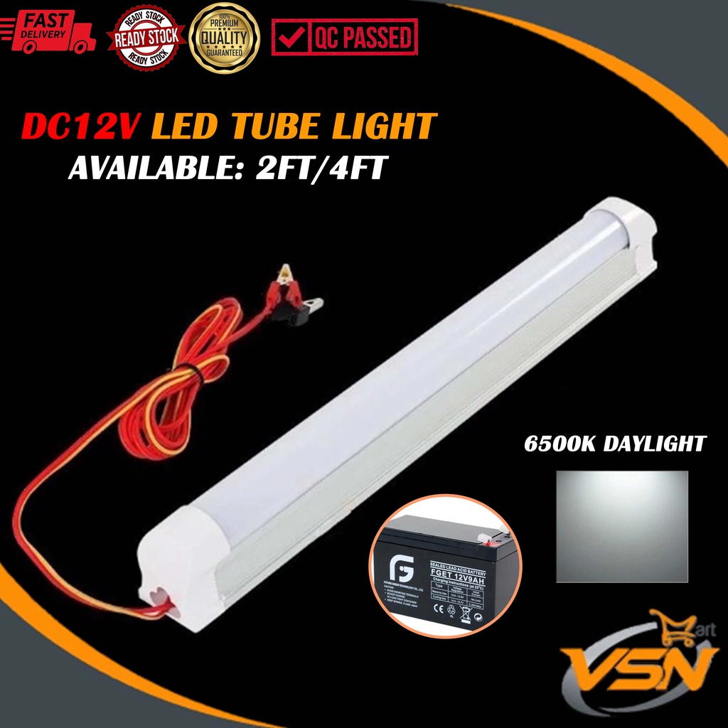 ⚡DC 12V LED T5 Tube Light 10W 2ft 20W 4ft 6500k Daylight Lampu Bengkel ...