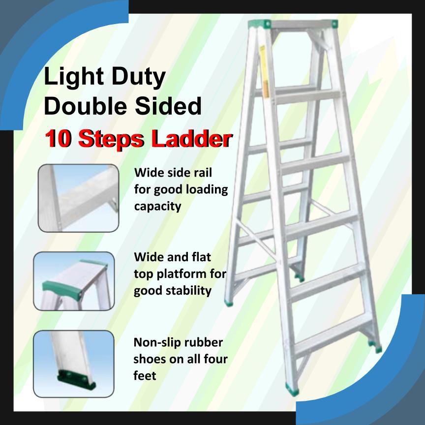 10 Kaki Langkah Aluminium Tangga Lipat Dua Sisi Bangku Tangga Tugas ...