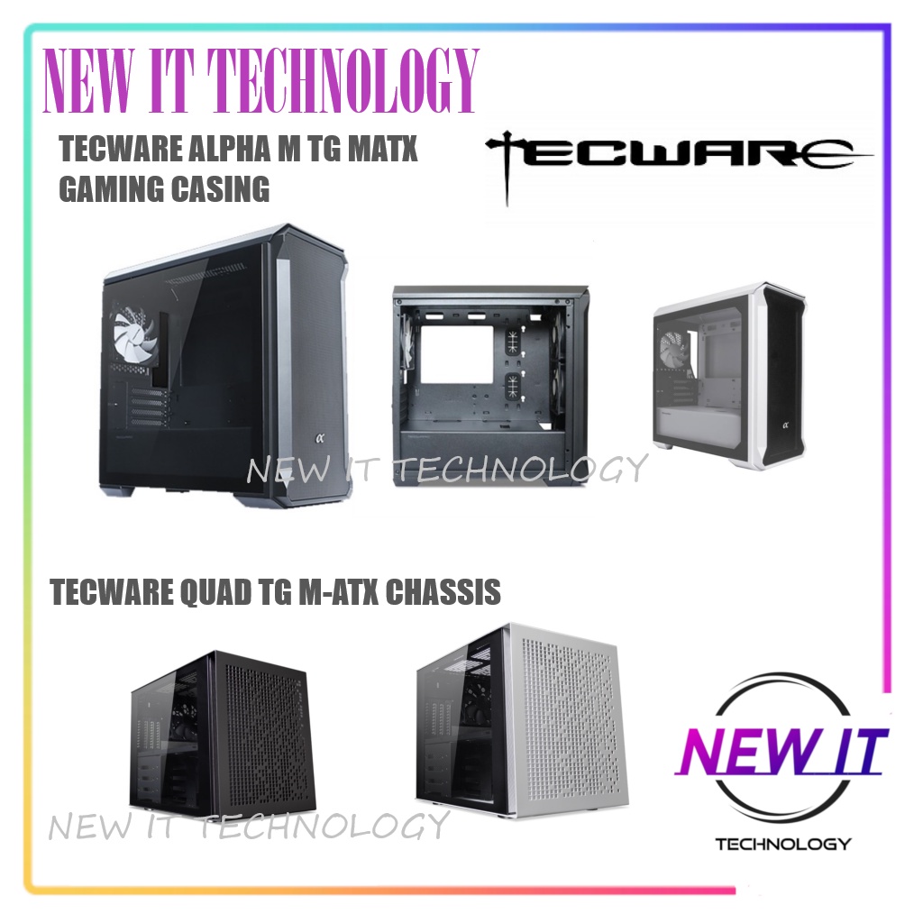 Tecware Alpha M Quad TG TG MATX Gaming Pc Casing White & Black | Shopee ...