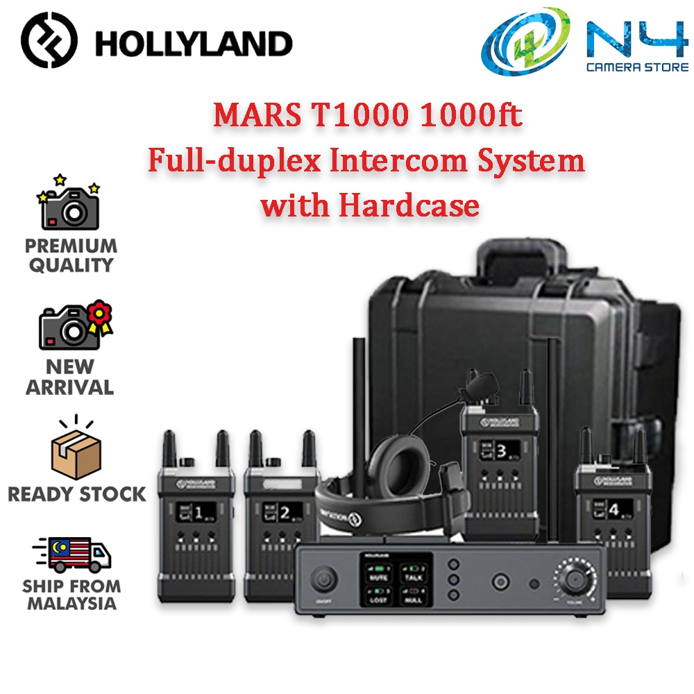 Hollyland Full-Duplex Intercom System with Four Beltpack Transceivers ...