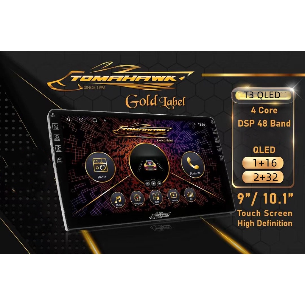 TOMAHAWK T3 Android 12 Car Player - 9"/10" HD QLED FREE REVERSE CAMERA ...