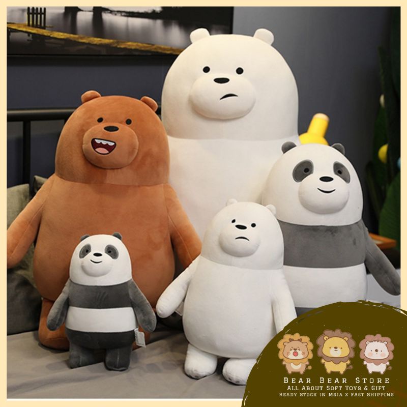 𝐁𝐁𝐒 25/30/40/50cm We Bare Bears Soft Toys Patung We Bare Bear Plushie ...