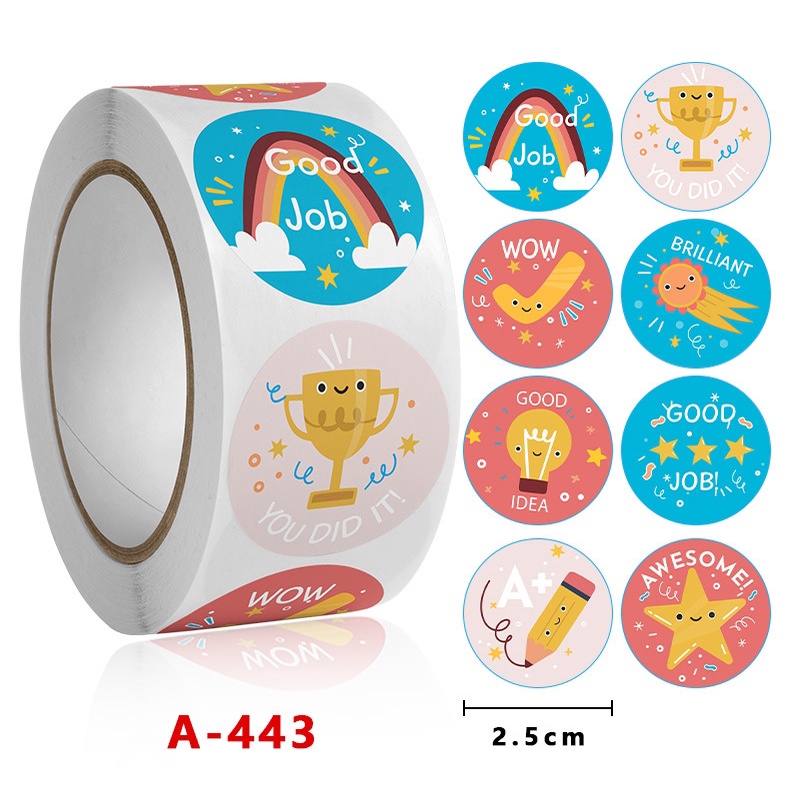 500pcs/roll REWARD Sticker Kids Children School Work Great Gift Cartoon ...