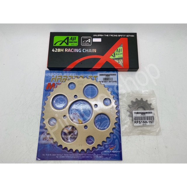 Sprocket Set 428 Benelli RFS150i/RFS 150 ( Aji Racing 428 Gold Chain ...