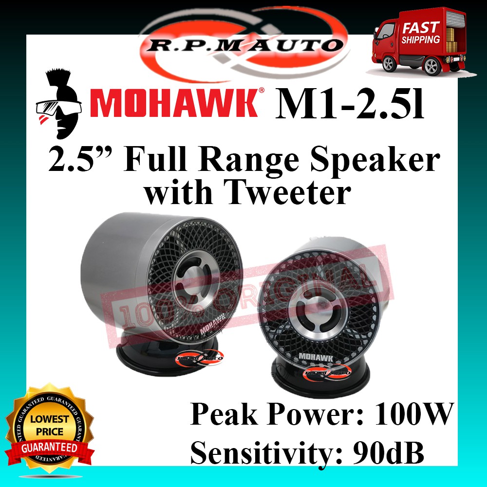 Mohawk M1-2.51 2.5" Full Range Speaker With Tweeter 100W M1-Series M1-2 ...