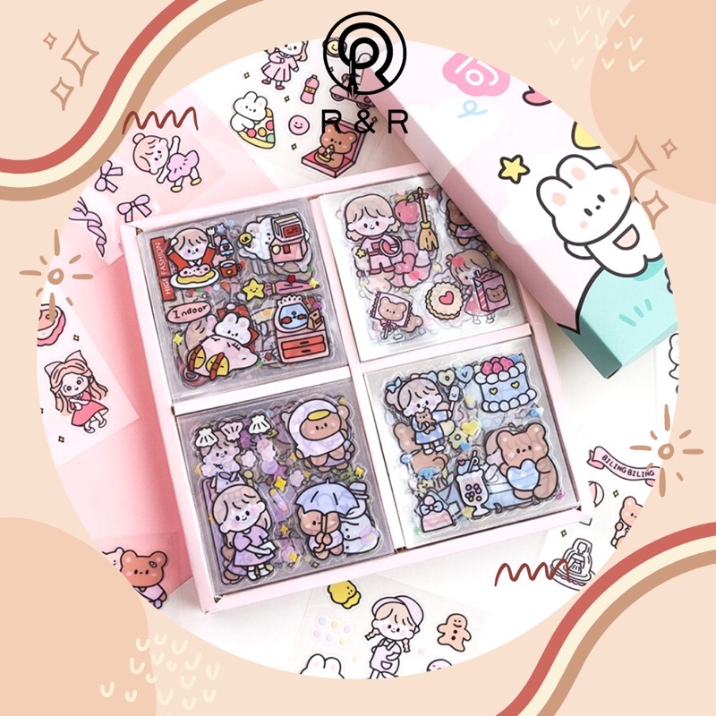【R&R】100pcs Cute Sticker Set Sticker Box Stiker Cute Murah Waterproof ...
