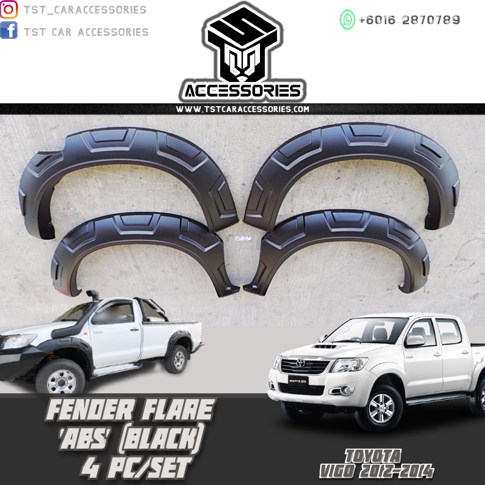 TOYOTA VIGO 2012 FENDER FLARE "ABS" (BLACK) '4 PC/SET' | Shopee Malaysia