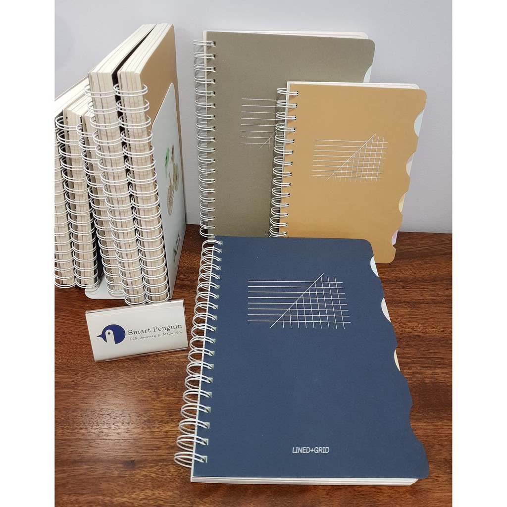 Grid Line Notebook Wire O Spiral Hardcover Diecut divider Journal ...