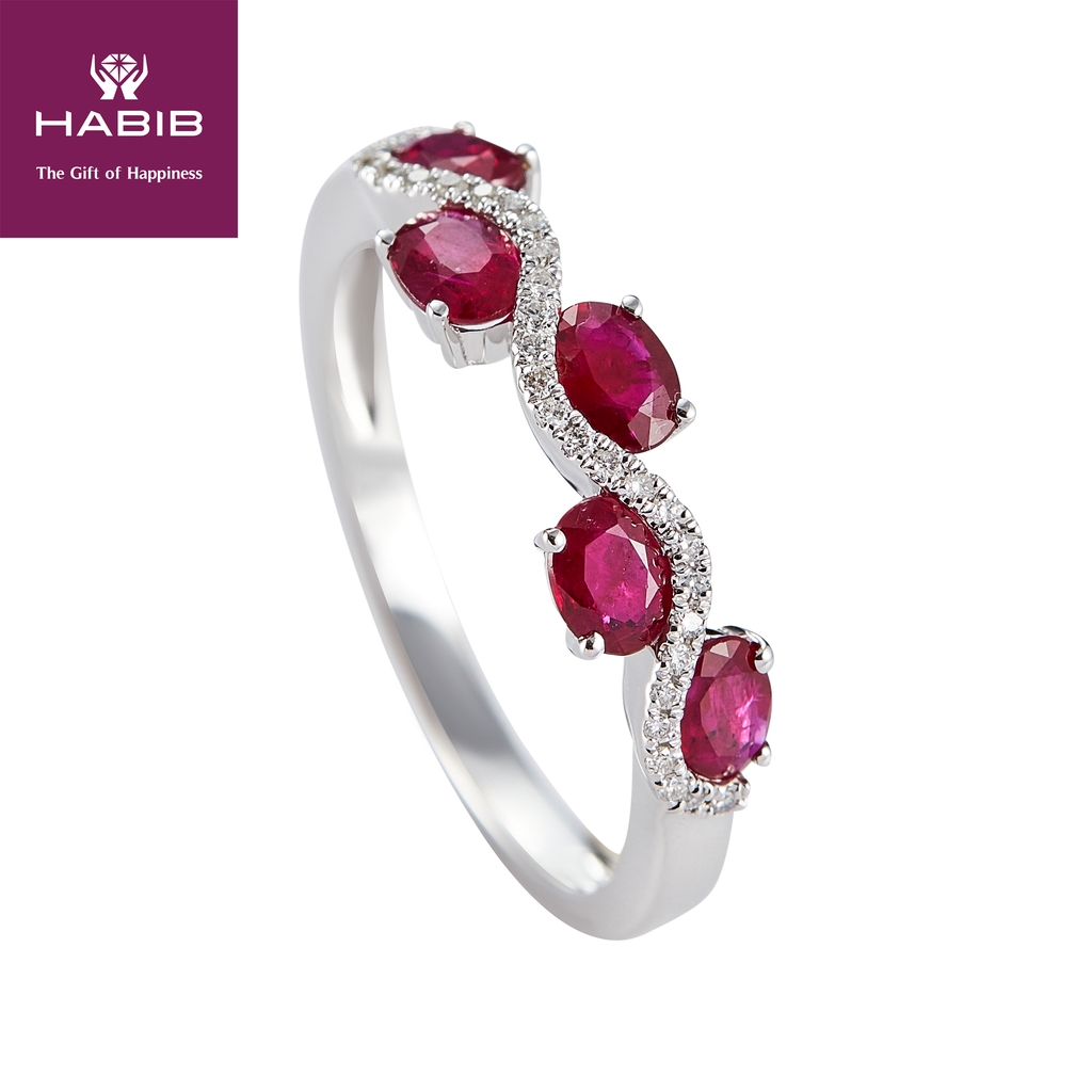 HABIB Oval Red Ruby and Diamond Ring in 375/9K White Gold 259130920-RY ...