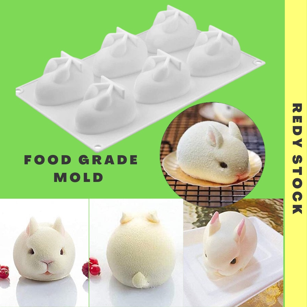 Silicone 6 Cavity Rabbit Bunny Mold Mould Mousse Cake Pudding Jelly ...