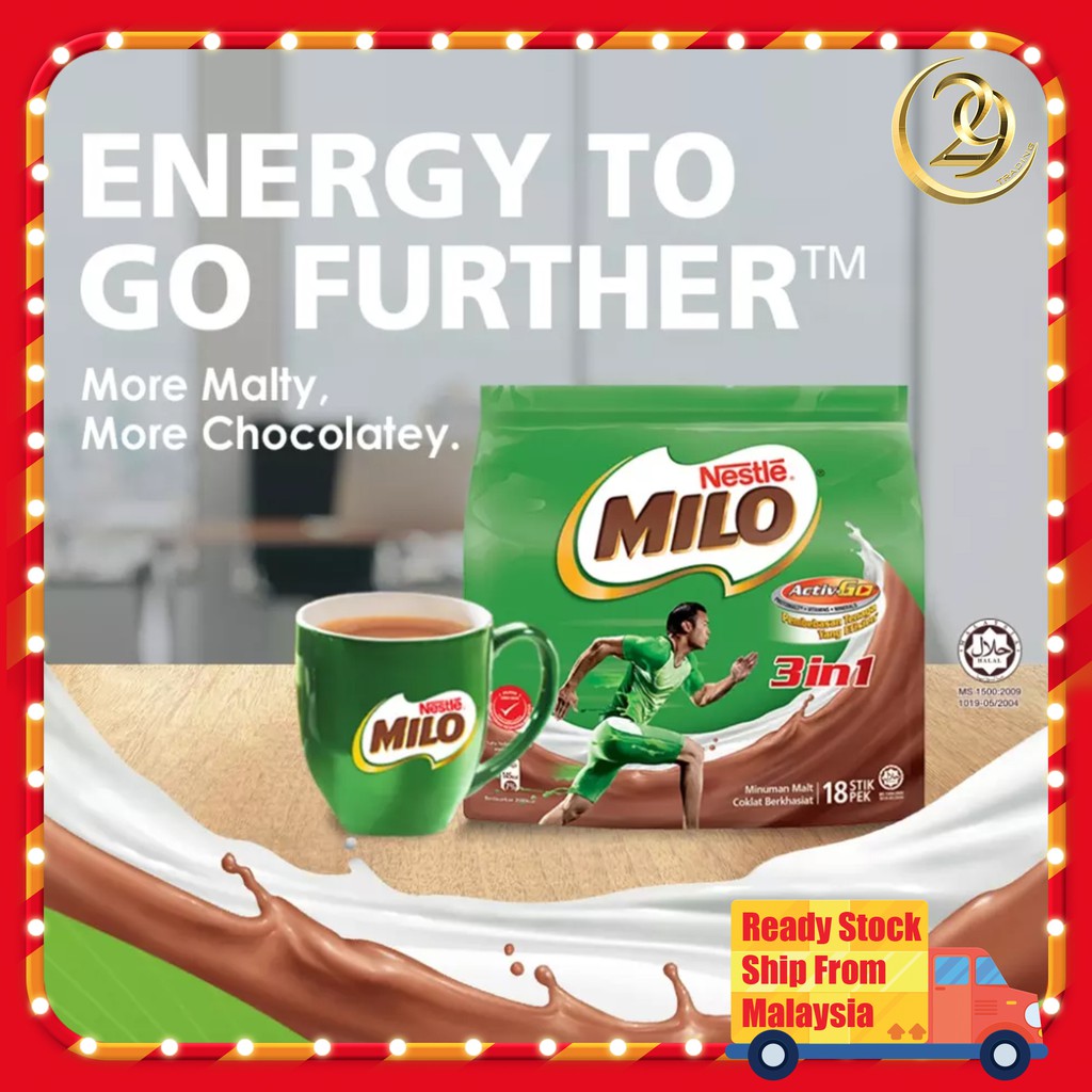 Nestle MILO 3 in 1 Activ-Go (33g x 18s) | Shopee Malaysia