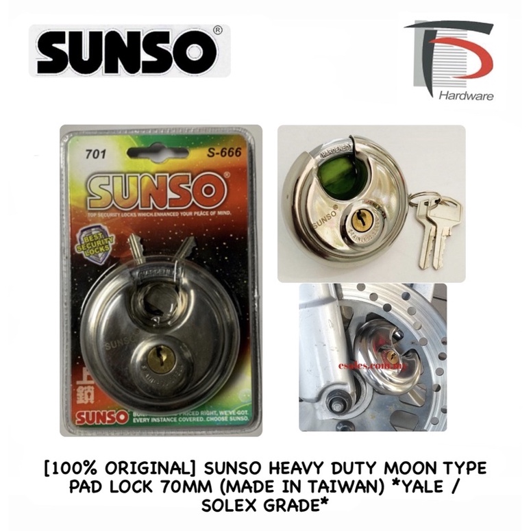 [100% ORIGINAL] SUNSO HEAVY DUTY MOON TYPE PAD LOCK 70MM (MADE IN ...