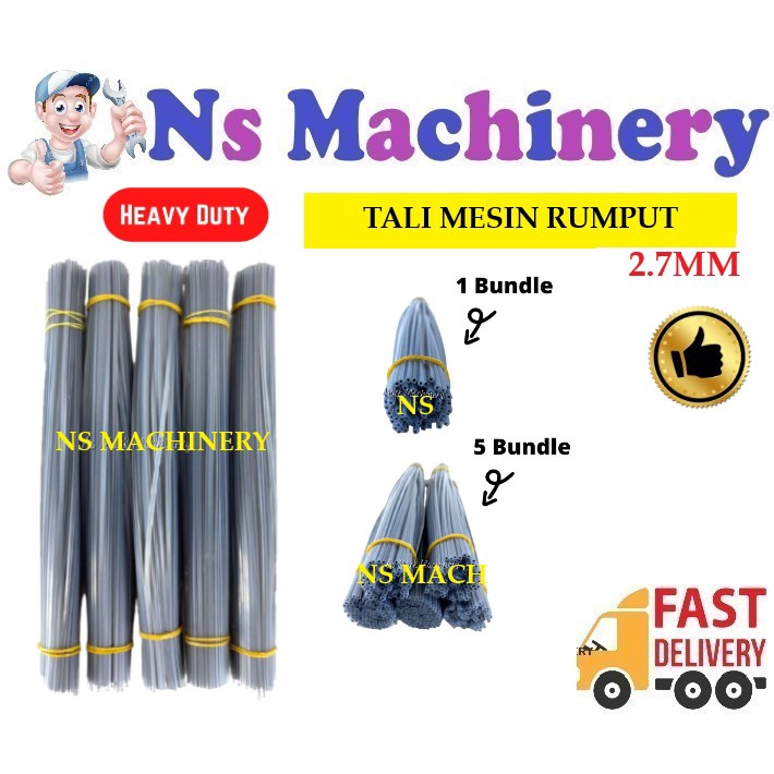 Tali Mesin Rumput 12" D/SQ 2.7mm Kelabu 5 ikat 1Kg Nylon Trimmer line ...