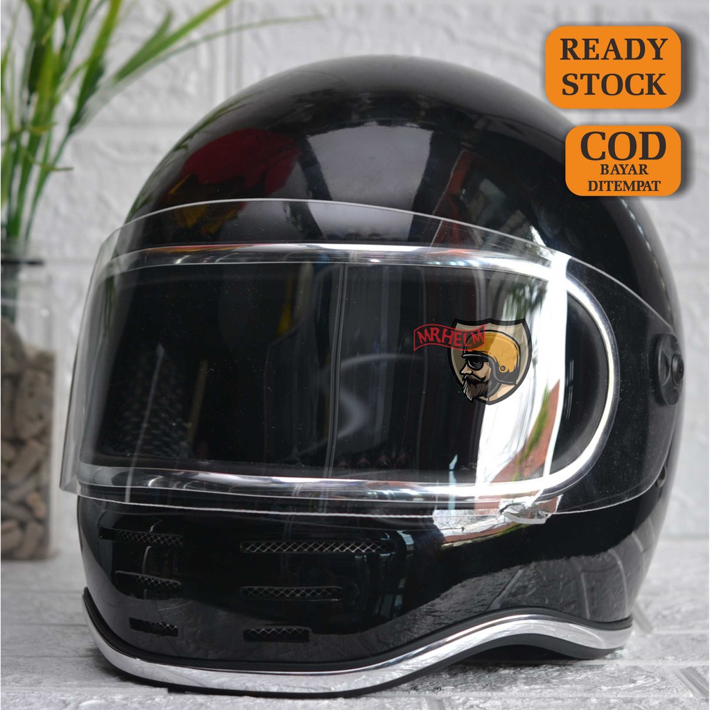 Custom RETRO HELMET M61 LIST CHROME WITH VISOR (MR HELMET) | Shopee ...