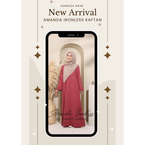 Amanda Ironless Kaftan BY Hermosa Wear (Kaftan Tanpa Gosok XS-6 L PLUS ...