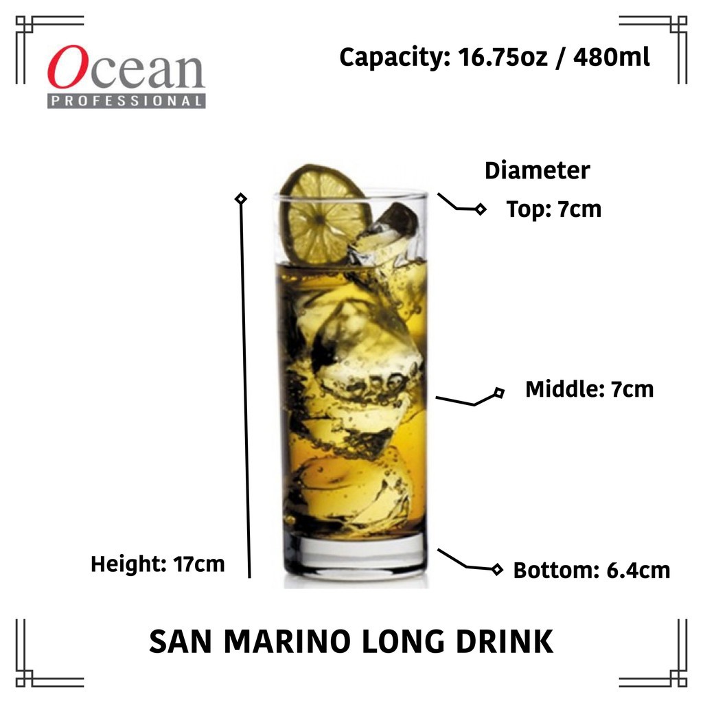 Ocean B00416(6pcs) Drink Glass Tumbler San Marino Long Drink / Water ...