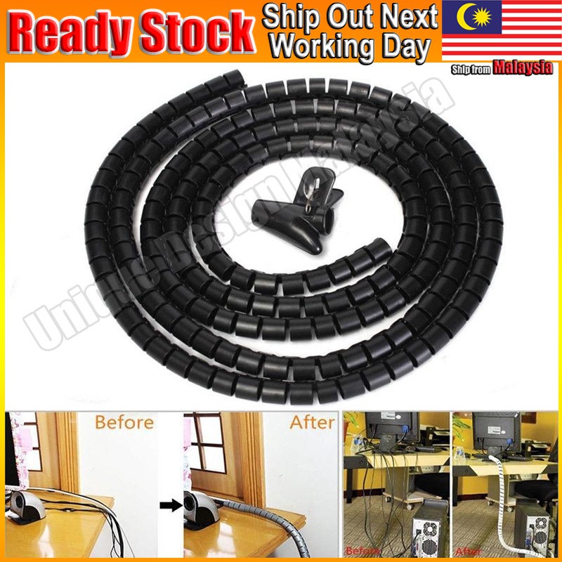 Cable Management Zipper Manager Organizer Tube Spiral Wrap Tidy Cord ...