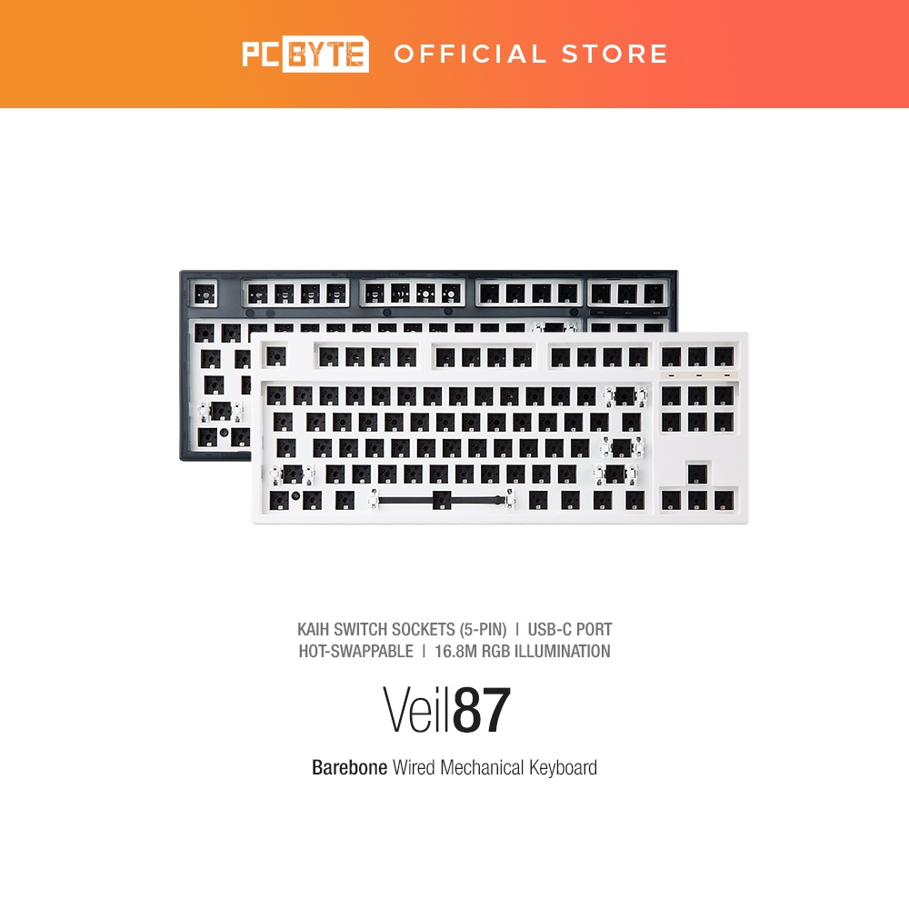 Tecware Veil 87 Barebone Wired Mechanical Keyboard - (White/Smokey ...