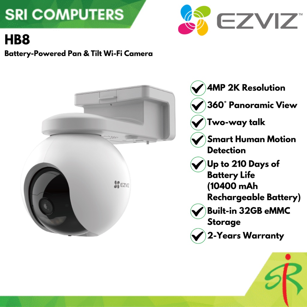 [2-YEARS WARRANTY] Ezviz HB8 Battery-Powered Pan & Tilt Wi-Fi Camera ...