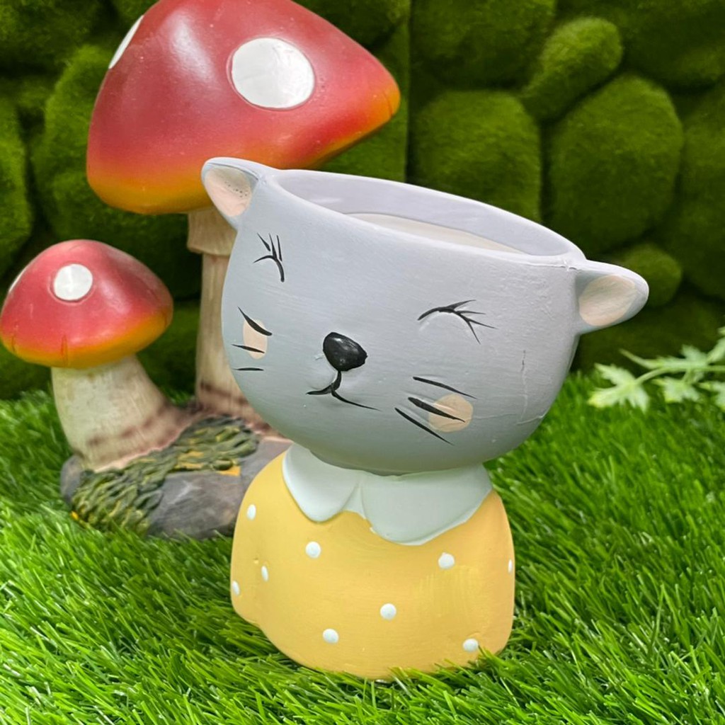 Cute Mini Cement Cartoon Cactus Succulent Flower Pot Vase Animal Indoor ...