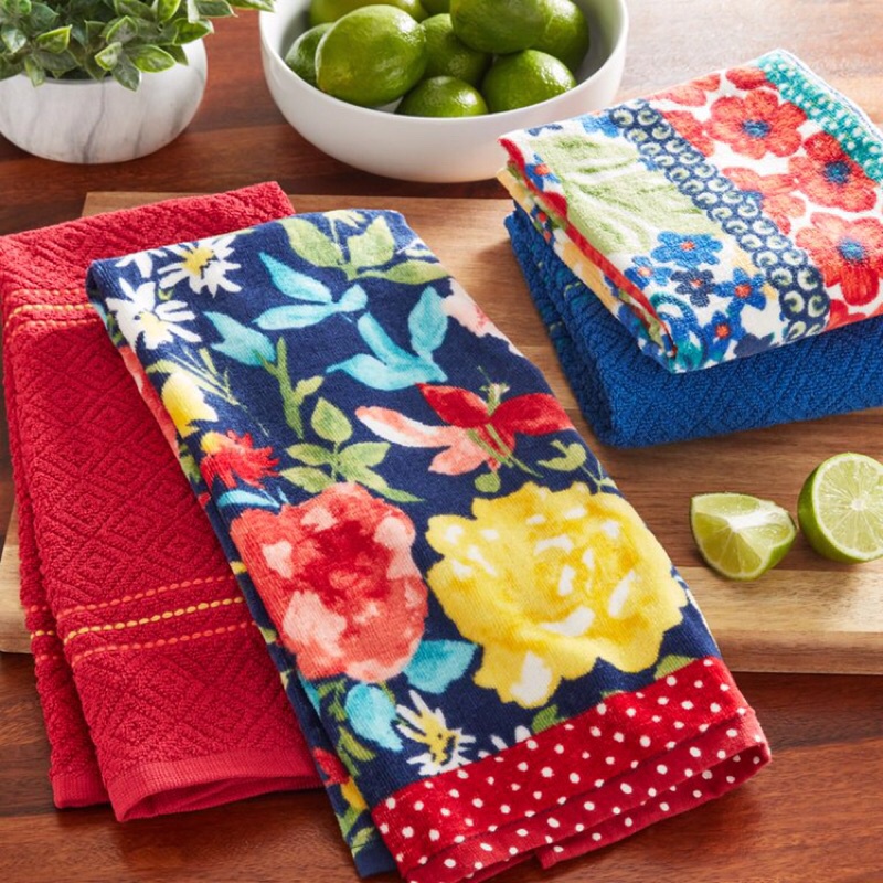 The Pioneer Woman Fiona Kitchen Towel Set, Multicolor, 16"W x 28"L , 4 ...