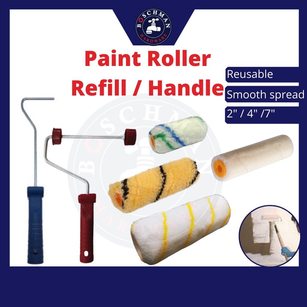 2” 4” 7” Paint Roller Refill Solvent Base Paint Roller Handle Water ...