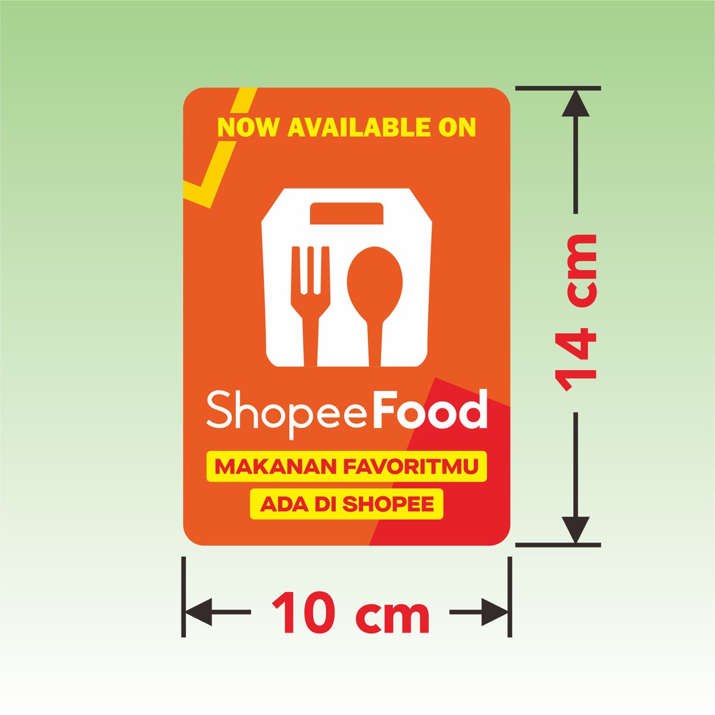 Shopee Food Sticker ShopeeFood Waterproof Vinyl Sticker 10 x 14 cm (2 ...