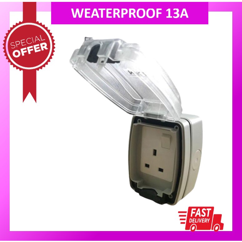 WEATHERPROOF 13A SWITCH SOCKET PLUG IP66 WATERPROOF OUTDOOR (MIKA/LSE ...