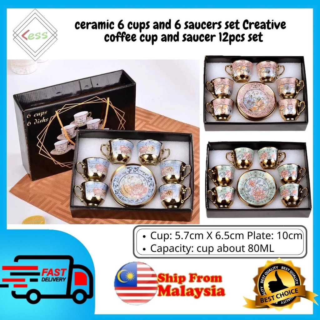 LESS - European-style ceramic 6 cups and 6 saucers set Creative ...