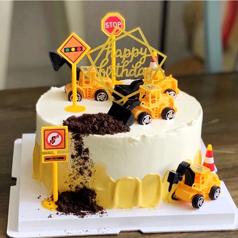 6-piece set/large engineering vehicle boy cake decoration decoration ...