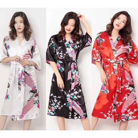 Malaysia Seller - Premium Quality Japanese Kimono Nightwear Long Robe ...