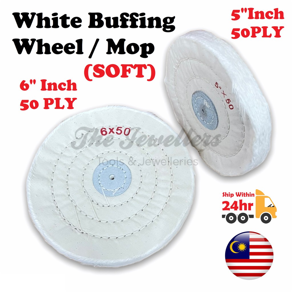 💥READY STOCK💥6" / 5" x 50 Ply White Polishing Wheel / Buffing Mop for ...