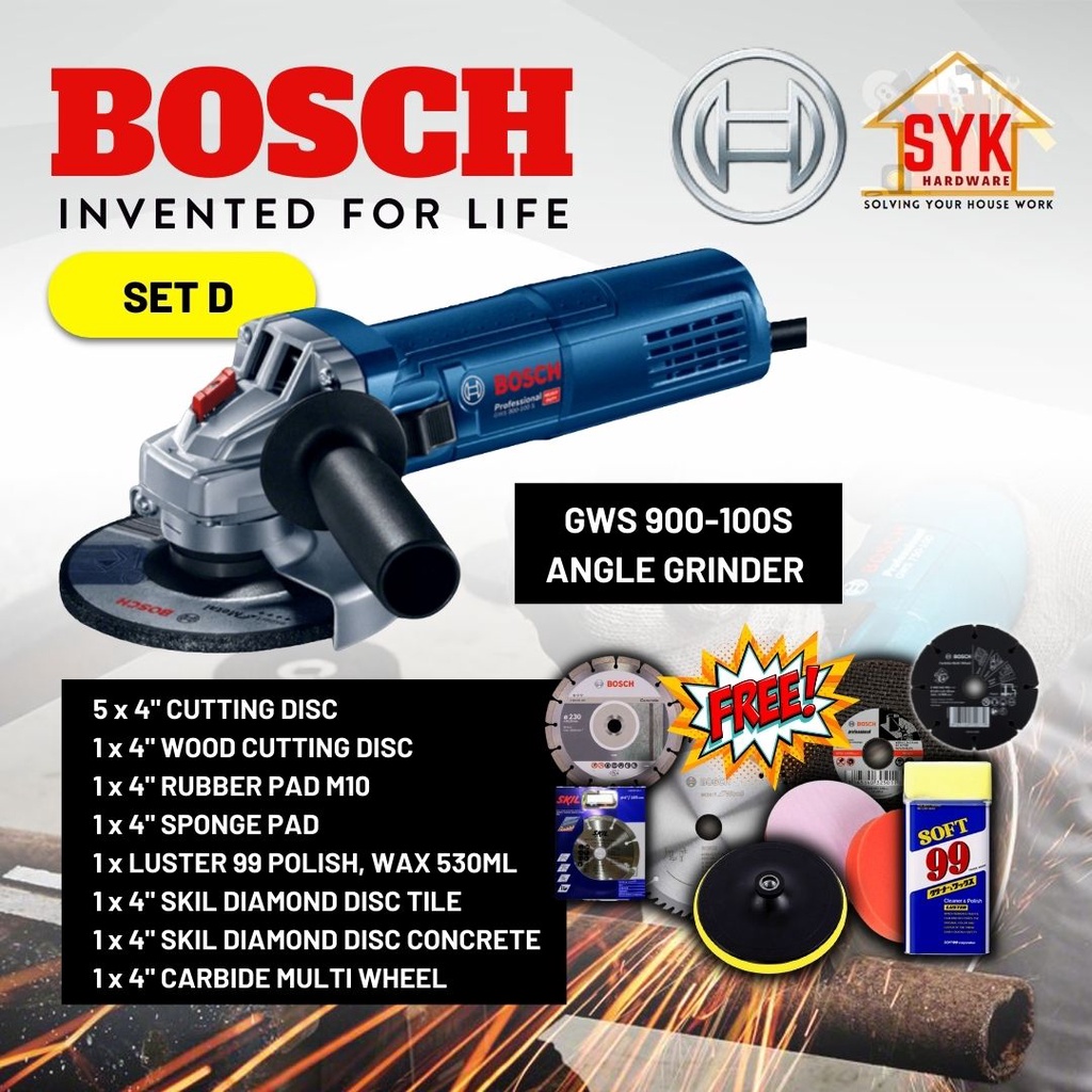 SYK BOSCH GWS 900-100S GWS900-100S Angle Grinder Mesin Grinder Pemotong ...