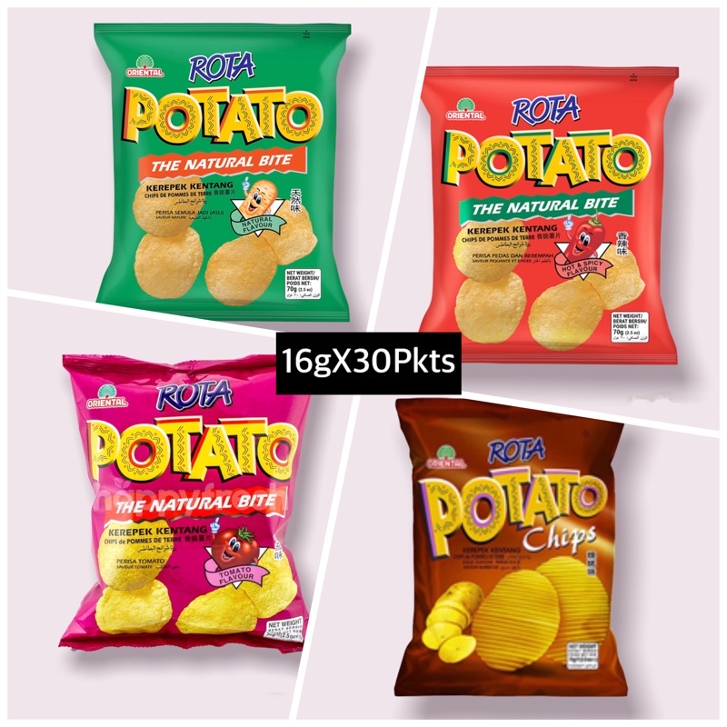Rota Potato Chips - Original /Hot & Spicy / BBQ / Tomato 16g X 30 Pkts ...