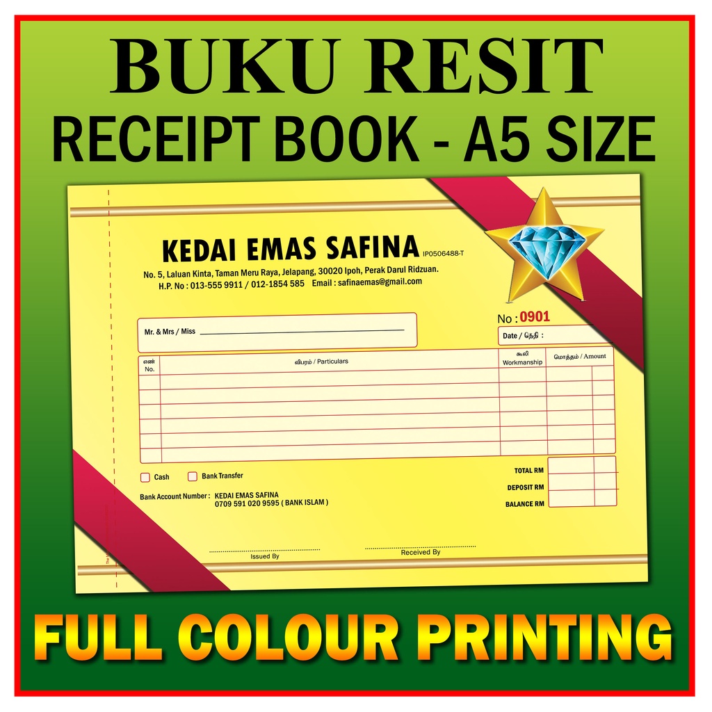 Printing 2 ply A5 size Receipt Book Full Colour (4 colour) / Buku Resit ...