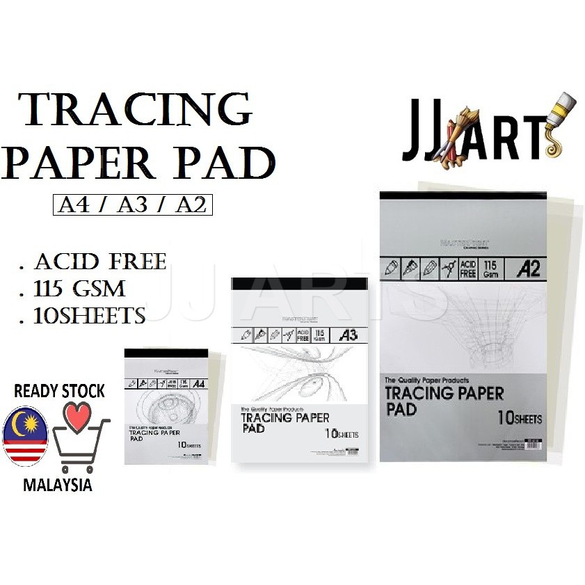 Tracing Paper Pad 115gsm A2/A3/A4 - Pack of 10 Sheets (PaperCraft ...