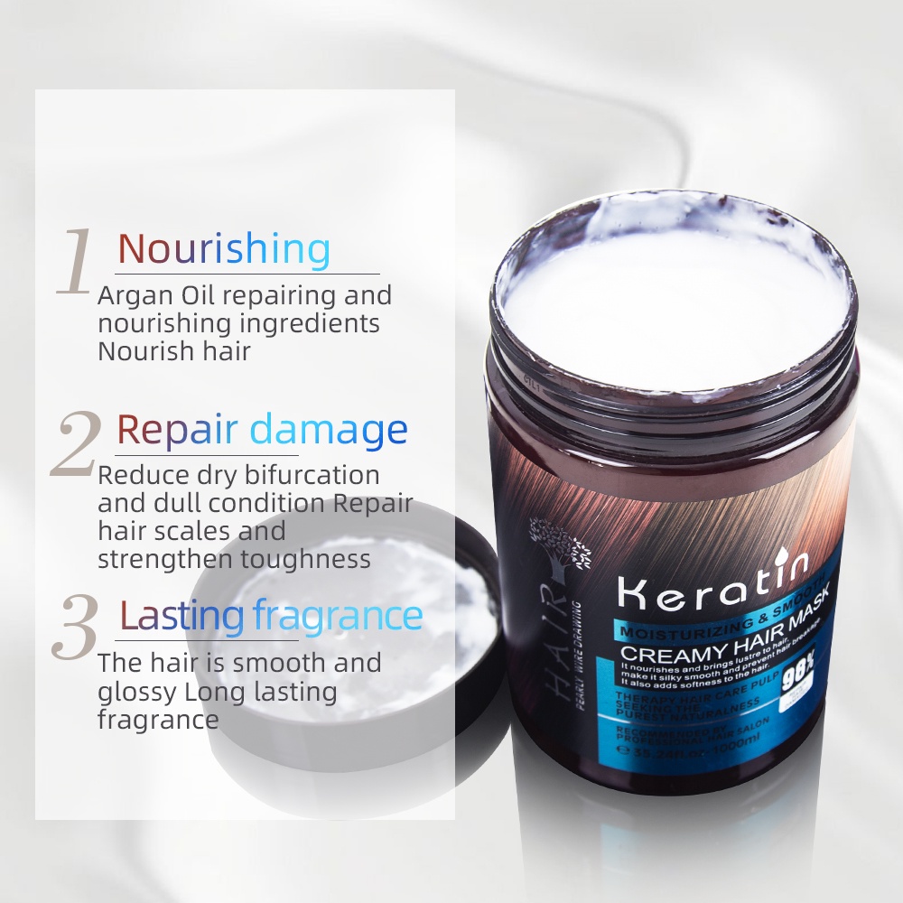 Keratin Moisturizing And Smoothing Creamy Hair Mask Organ Oil Spa Hair Treatment 500ml Shopee