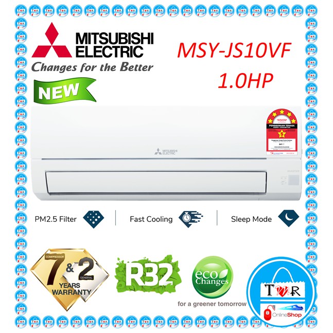 MITSUBISHI 1.0HP / 1.5hp R32 INVERTER AIRCOND - MSY-JS10VF / MSY-JS13VF ...